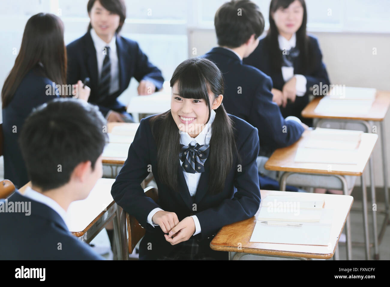 Japanese high-school students during a lesson Stock Photo - Alamy