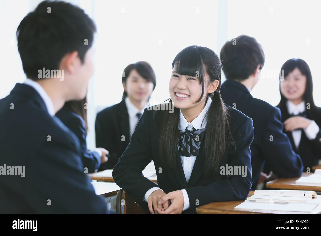 Japanese high-school students during a lesson Stock Photo - Alamy