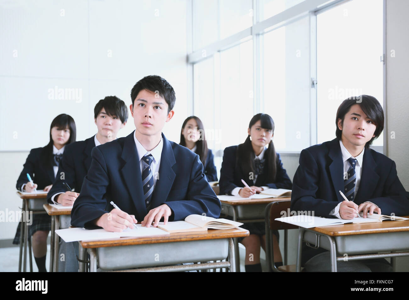 Japanese high-school students during a lesson Stock Photo - Alamy