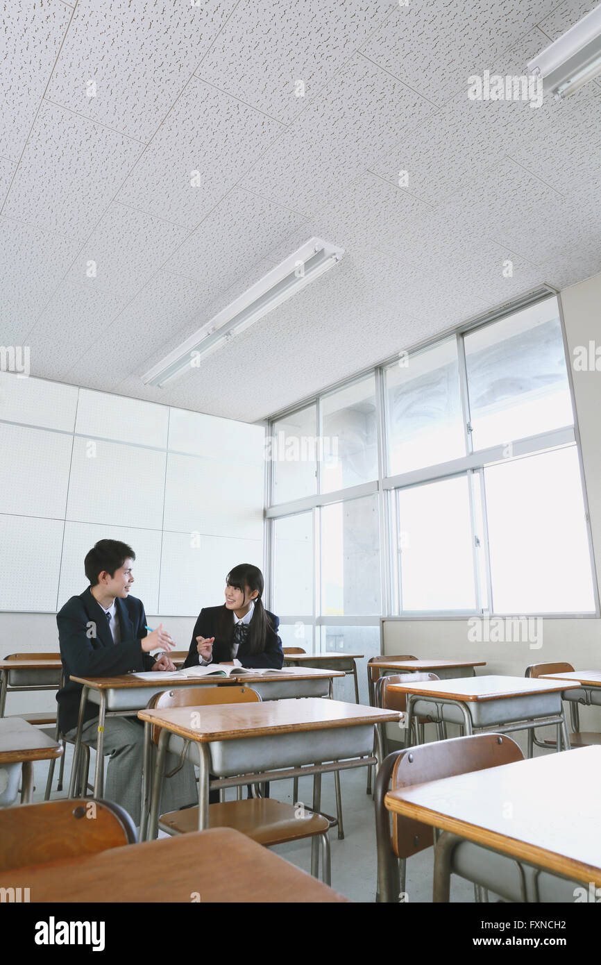 Japanese high-school students in empty classroom Stock Photo - Alamy