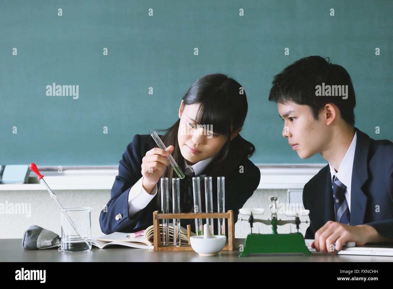 Japanese high-school students in empty classroom Stock Photo - Alamy