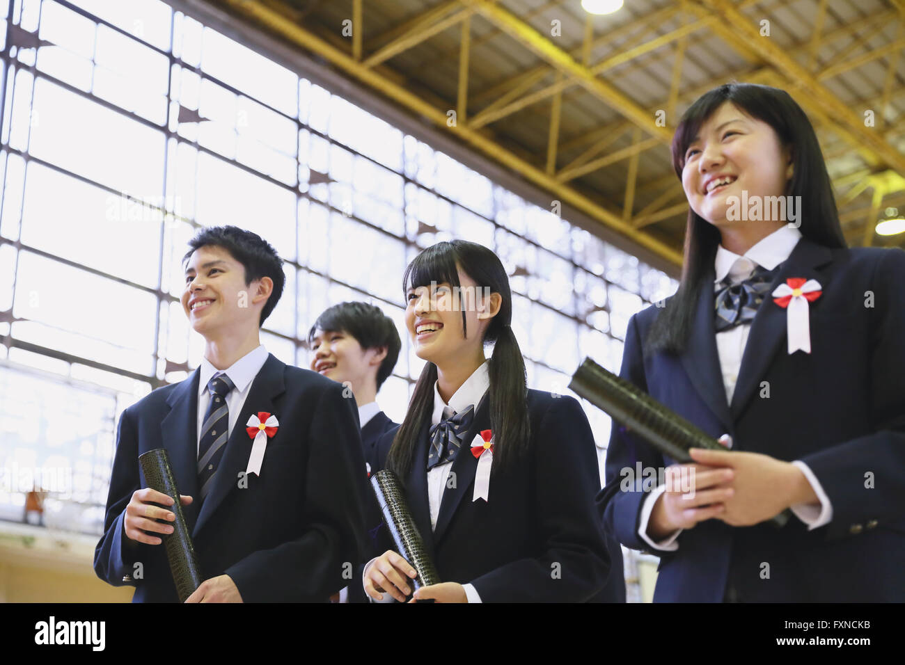 Japanese high school graduation ceremony Stock Photo - Alamy