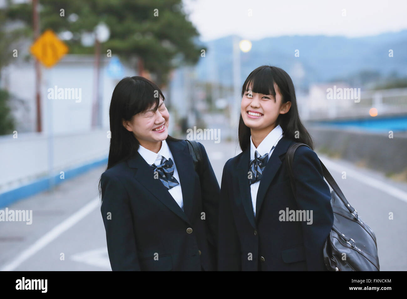 Japanese high-school students outside the school Stock Photo - Alamy