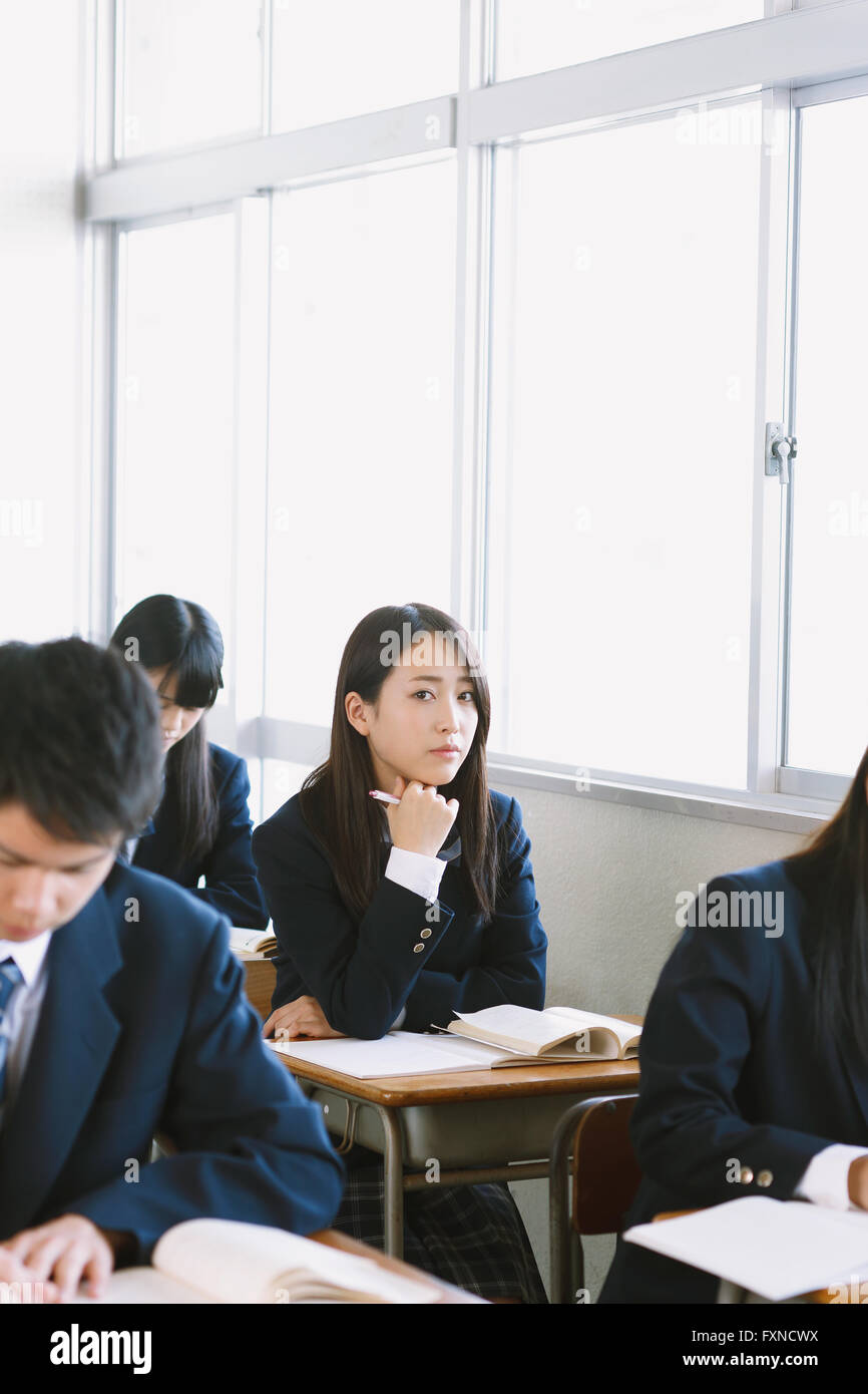 Japanese high-school students during a lesson Stock Photo - Alamy