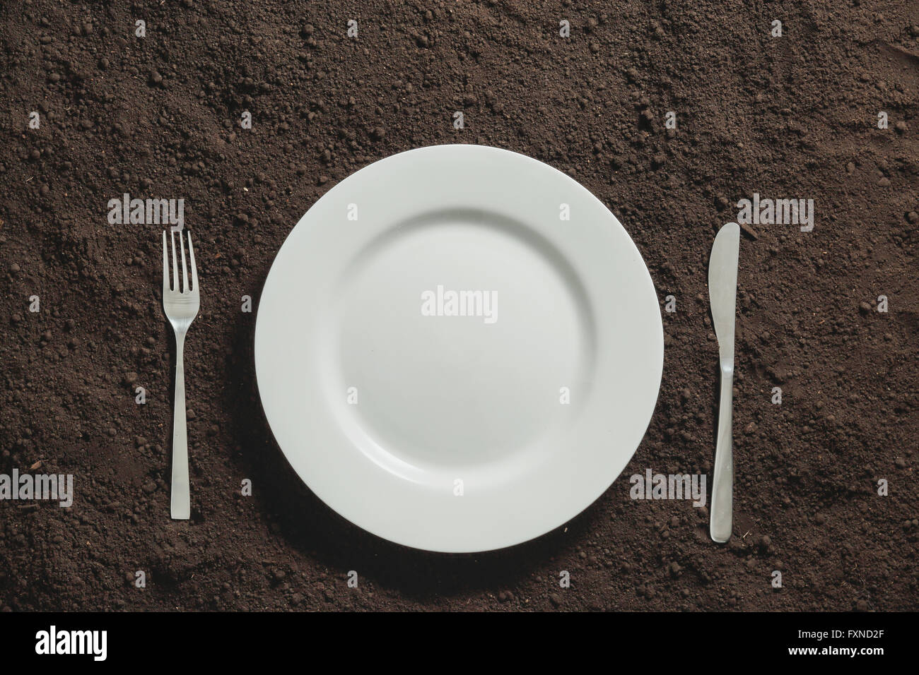 White plate on soil Stock Photo - Alamy