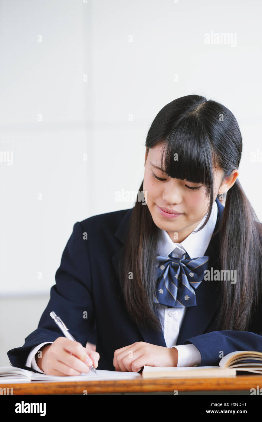 Japanese high-school student during a lesson Stock Photo - Alamy