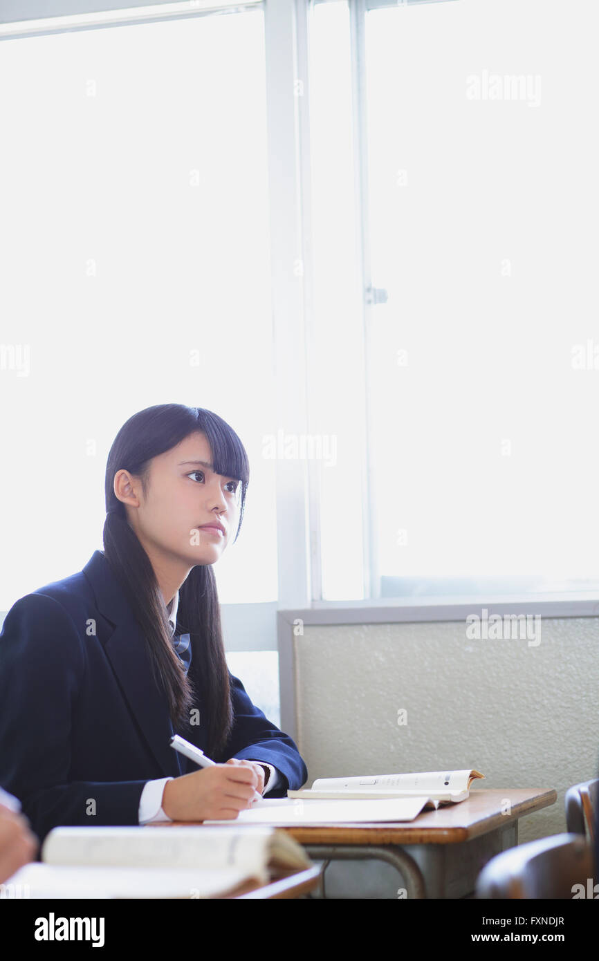 Japanese high-school student during a lesson Stock Photo - Alamy