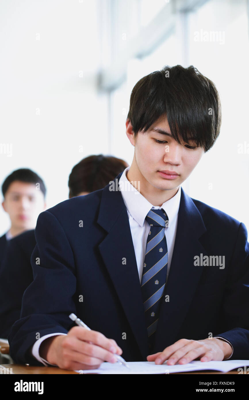 Japanese high-school student during a lesson Stock Photo - Alamy