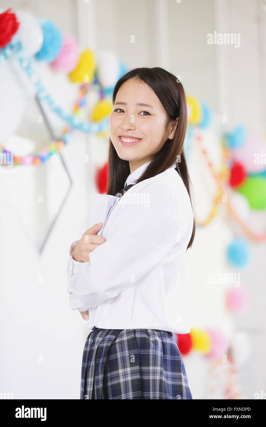 Japanese high-school student portrait Stock Photo - Alamy