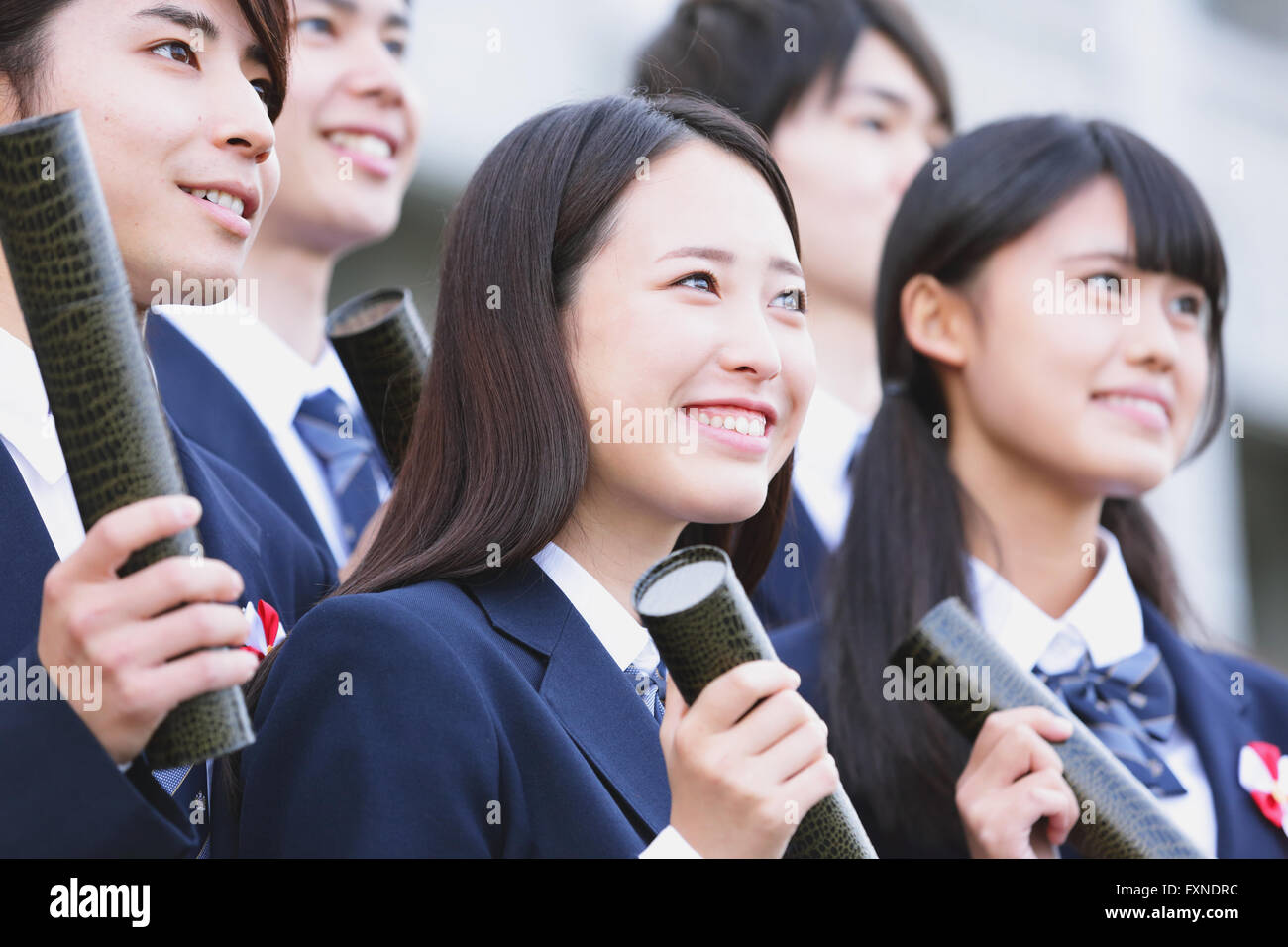 Japanese high school graduation ceremony Stock Photo - Alamy