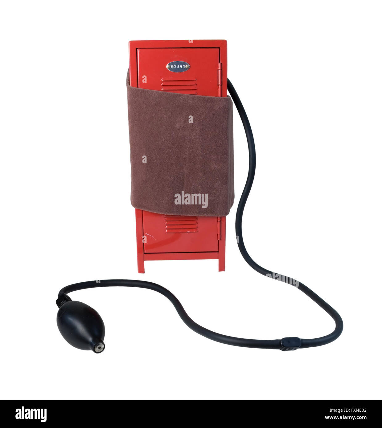 Blood pressure cuff on a school locker to show school stress - path ...