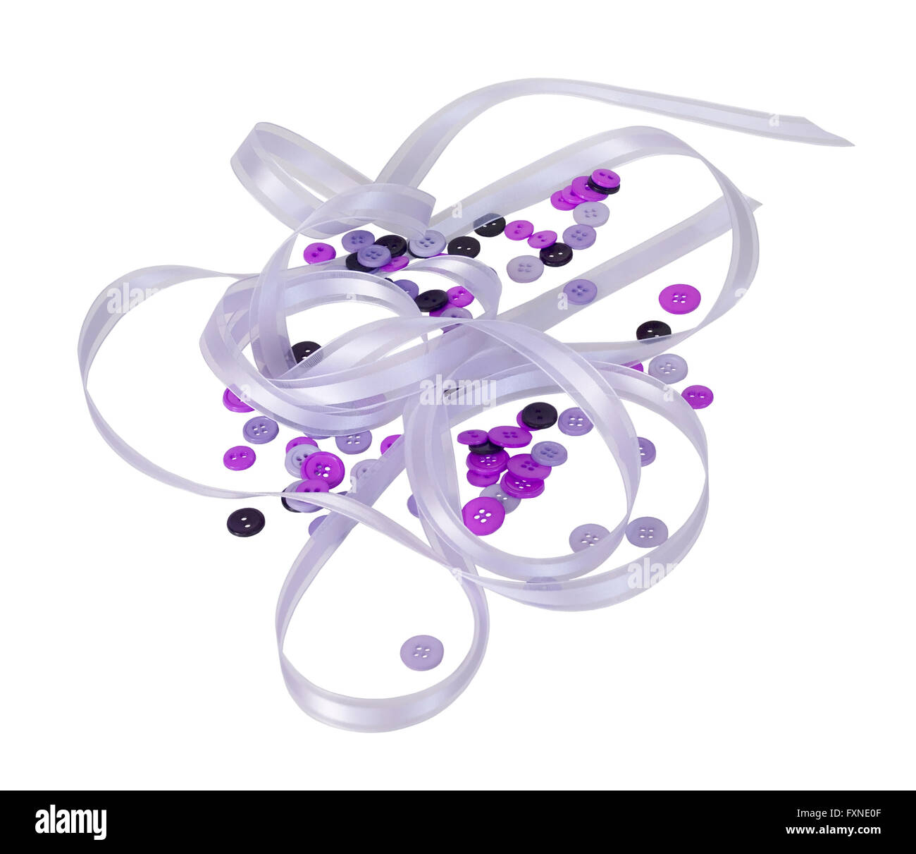 A variety of ribbons and buttons used for fastening clothing - path ...