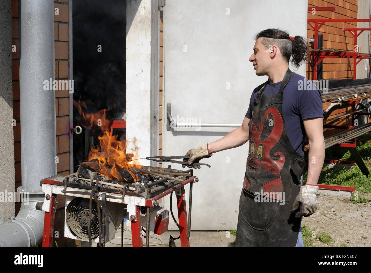 workshop of blacksmith Stock Photo - Alamy