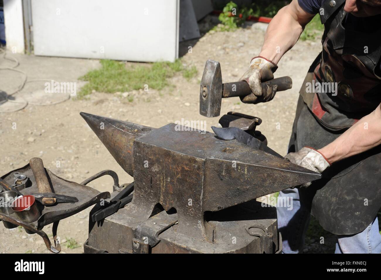 workshop of blacksmith Stock Photo - Alamy