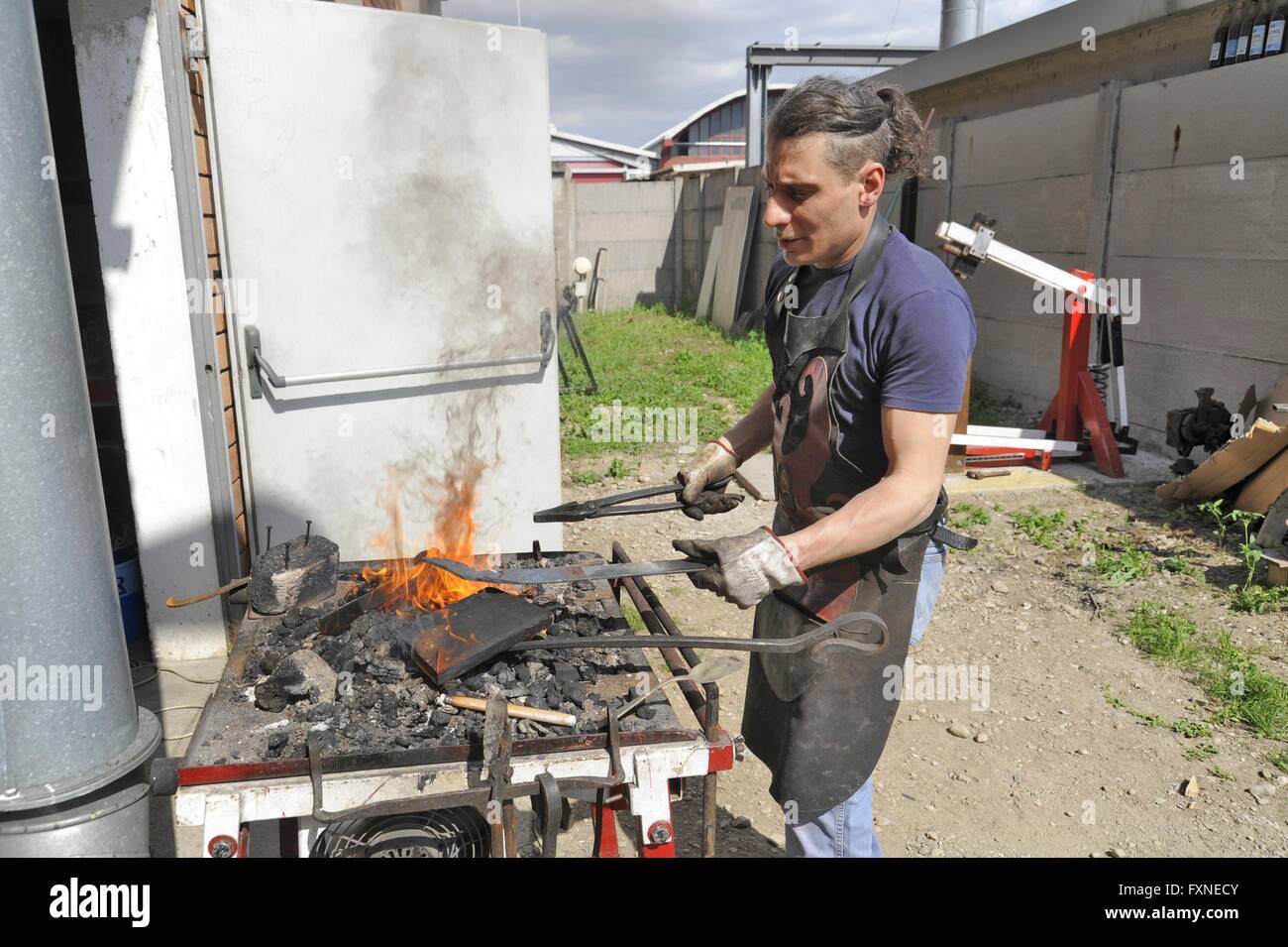 workshop of blacksmith Stock Photo - Alamy