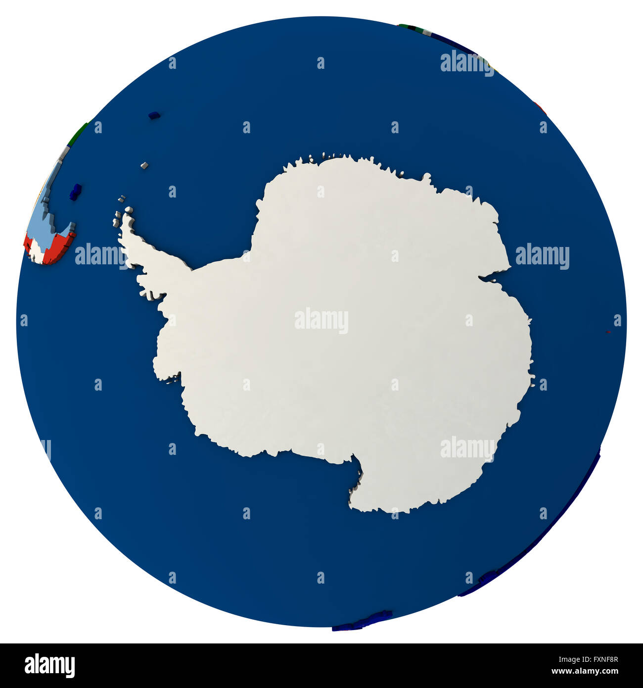 Political map of Antarctica with each country represented by its ...