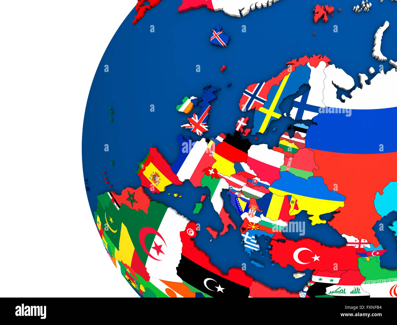 Political map of Europe with each country represented by its national ...
