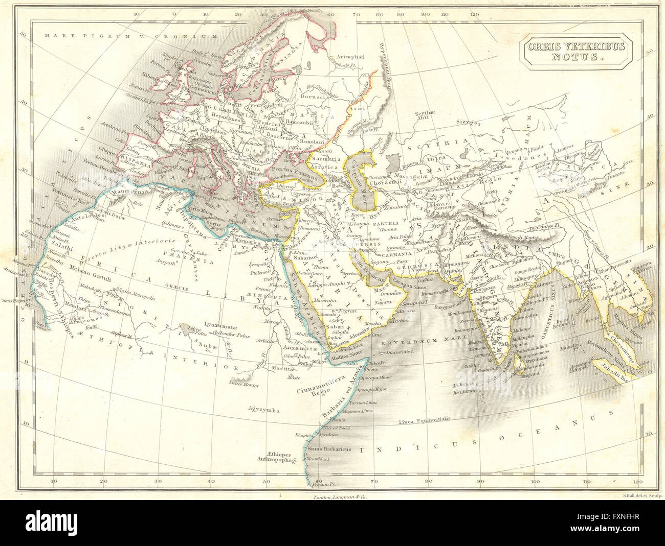 WORLD: Orbis Veteribus Notus, 1847 antique map Stock Photo - Alamy