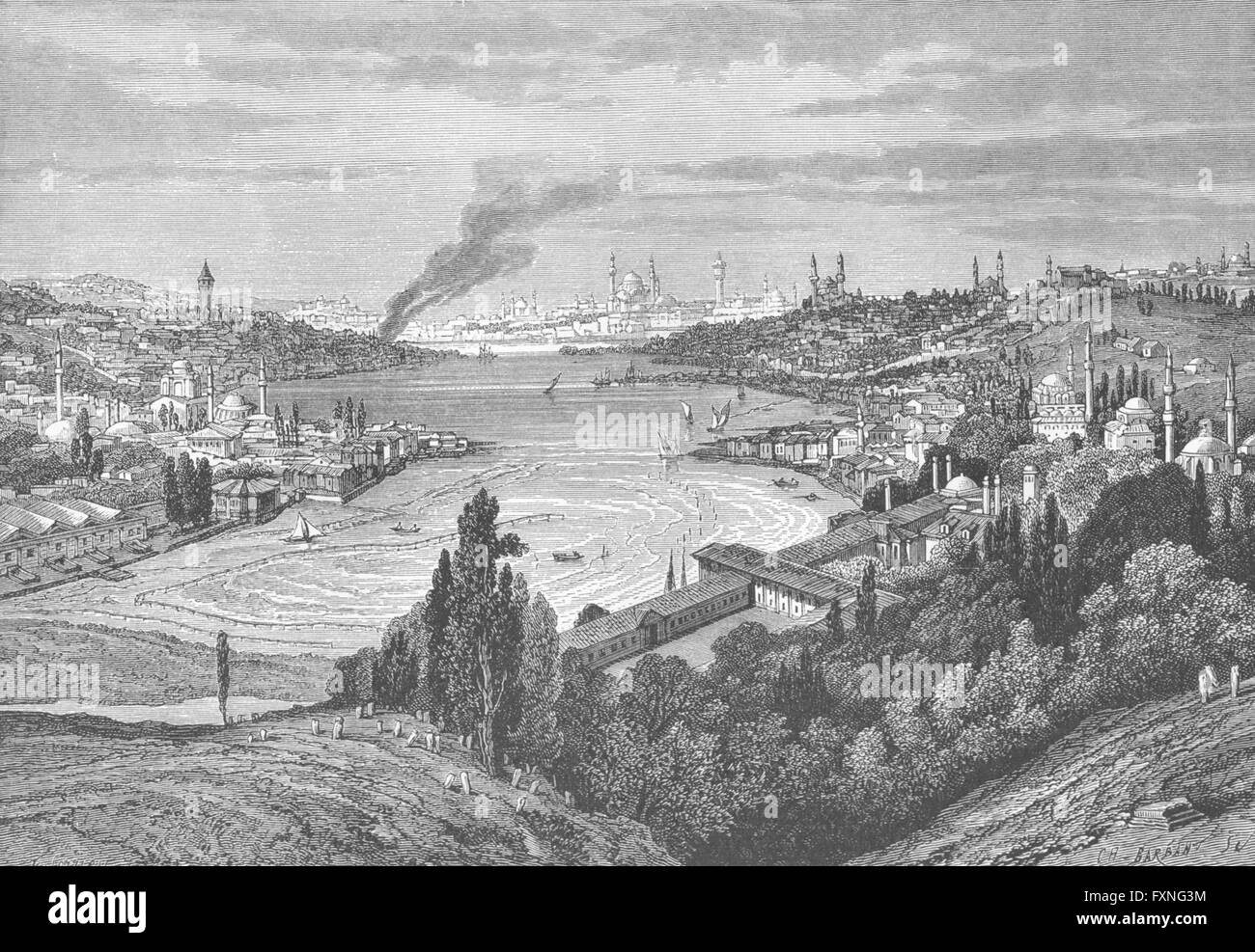 TURKEY: Istanbul & golden horn, Eyub, antique print c1885 Stock Photo ...