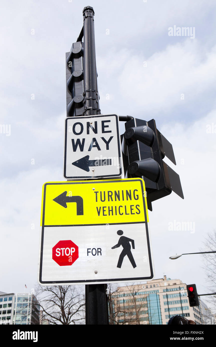 One Way traffic sign - Washington, DC USA Stock Photo - Alamy