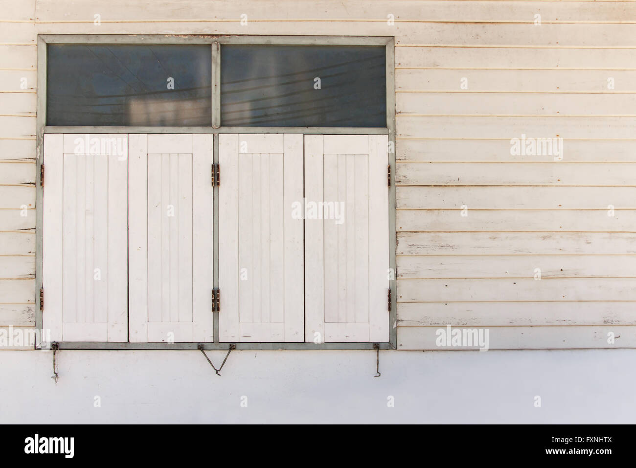 old window on home white wooden Stock Photo - Alamy