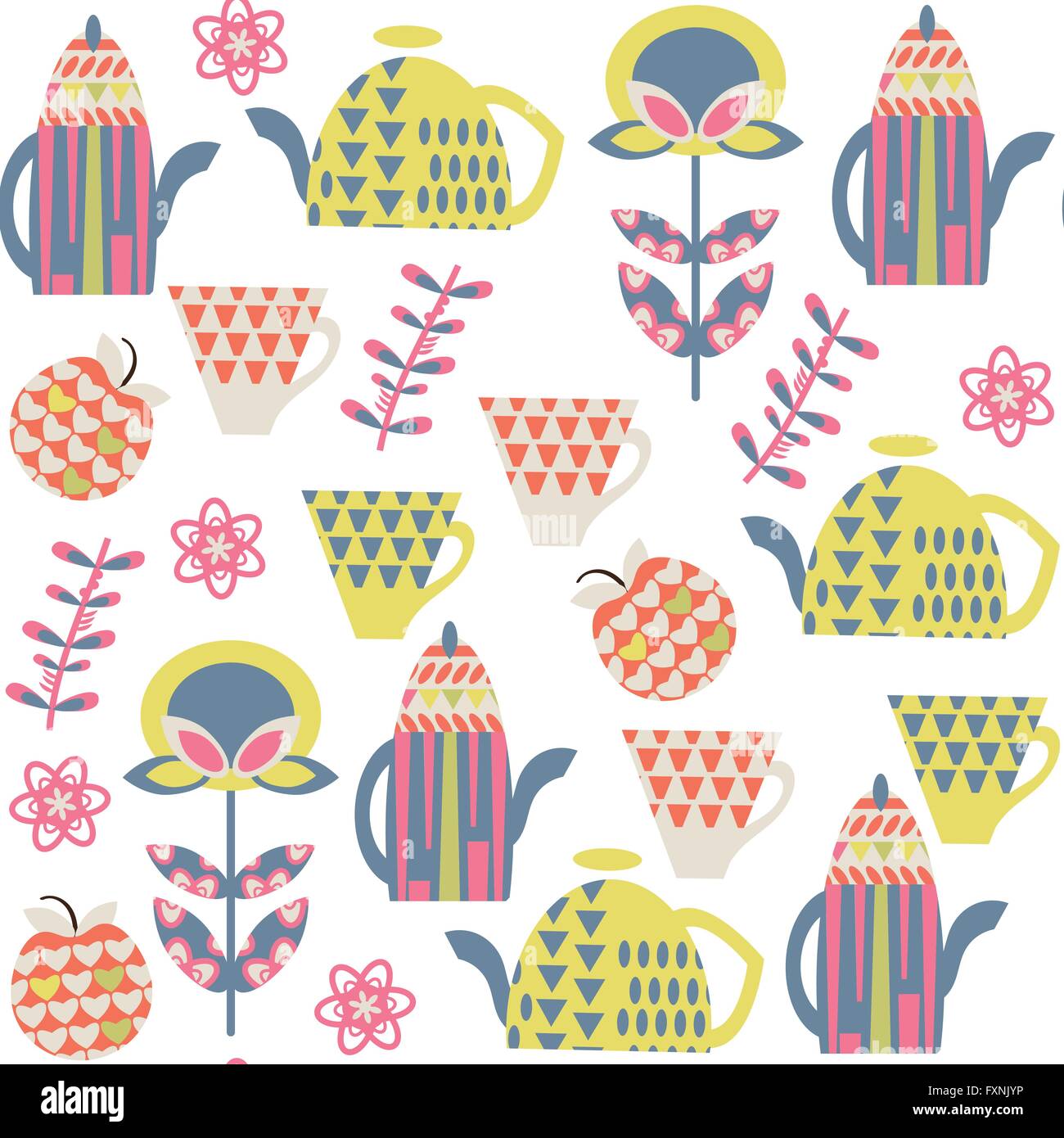 Tea seamless pattern and seamless pattern in swatch menu, vector Stock ...