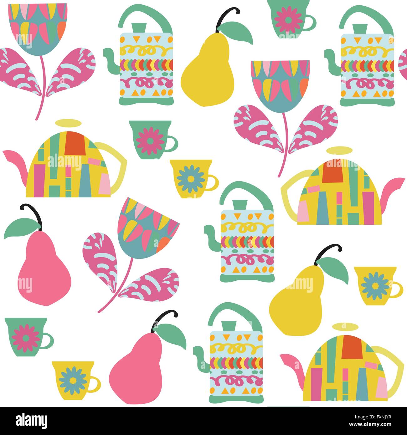 Tea seamless pattern and seamless pattern in swatch menu, vector image ...