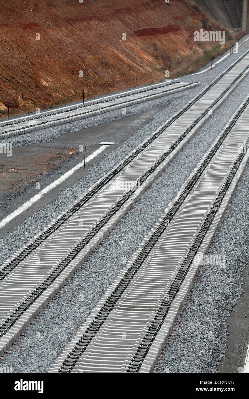 Railway on construction, last phase of works Stock Photo - Alamy