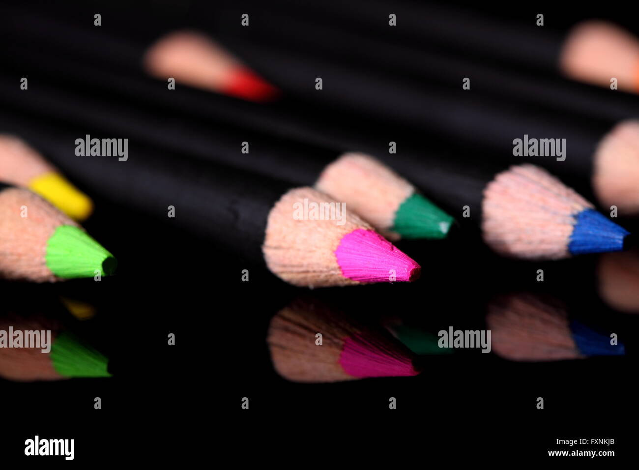 colored pencils reflection Stock Photo - Alamy