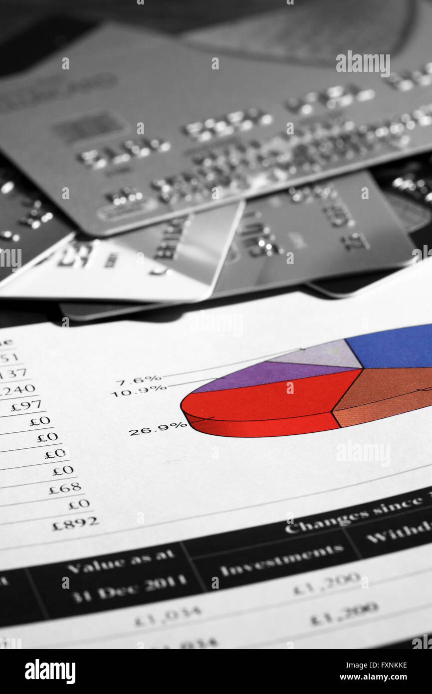 Credit cards accounts selective color Stock Photo - Alamy