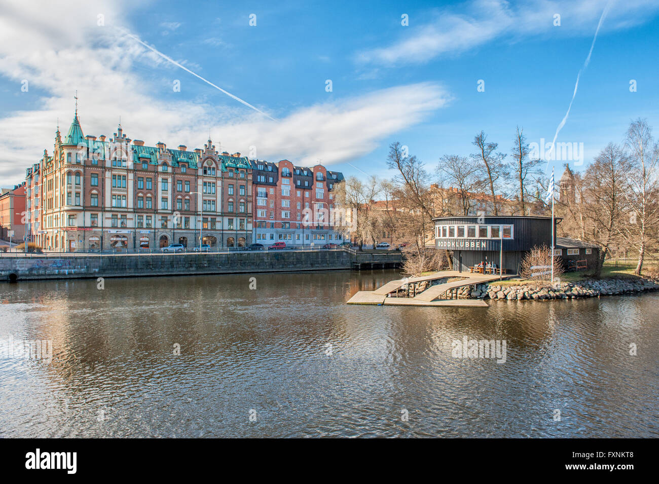 Motala river and Stromsholmen island during spring in Norrkoping ...