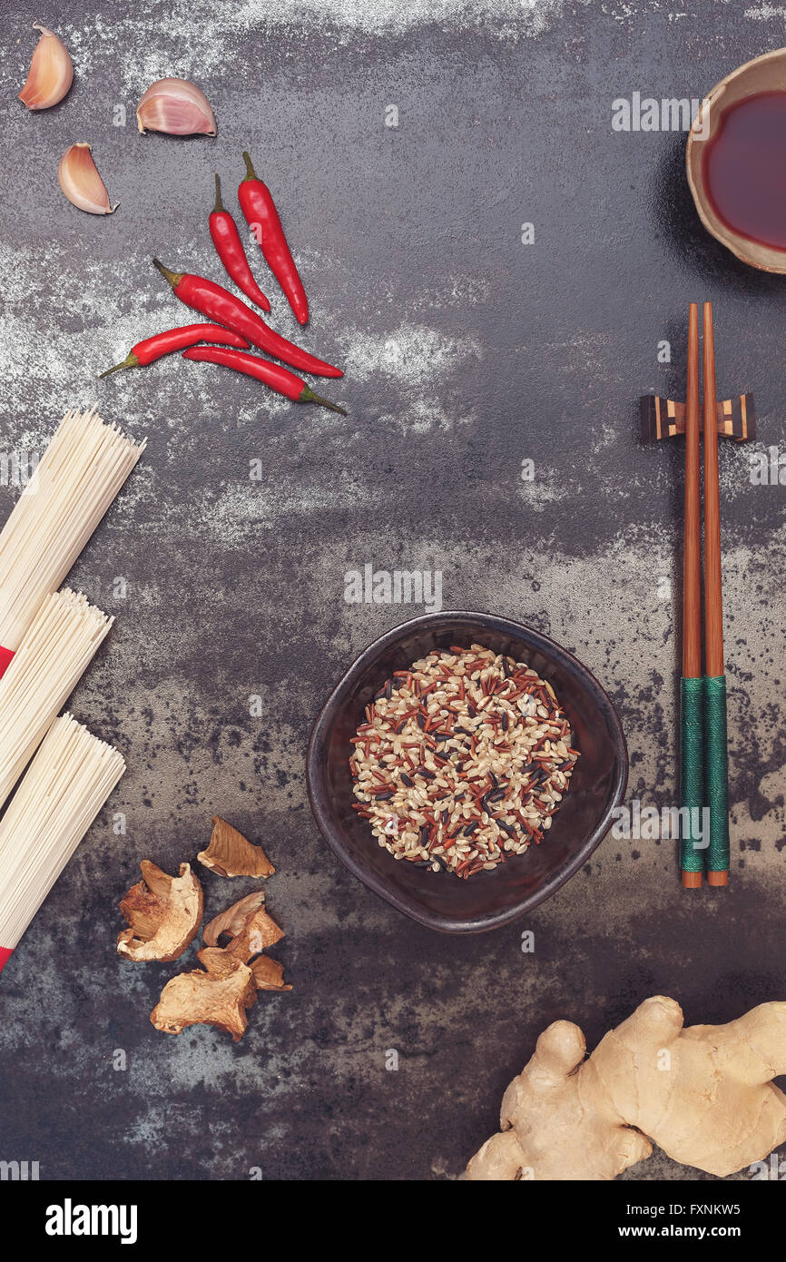 Asian cooking ingredients. Spicy Asian cooking ingredients and sauces ...