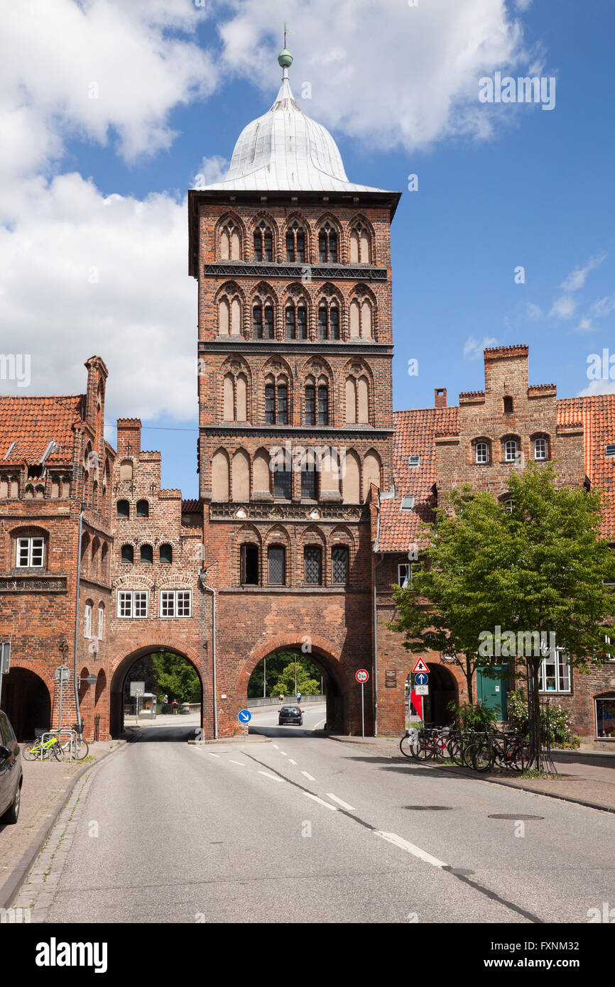 The late Gothic era castle gate, Lübeck, Hanseatic City, Schleswig ...