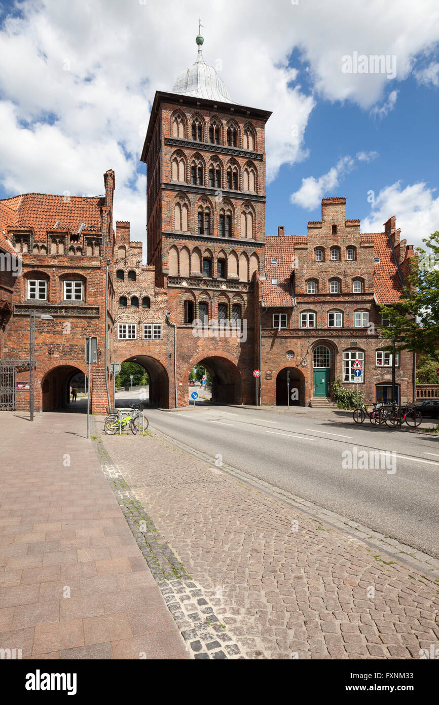 The late Gothic era castle gate, Lübeck, Hanseatic City, Schleswig ...
