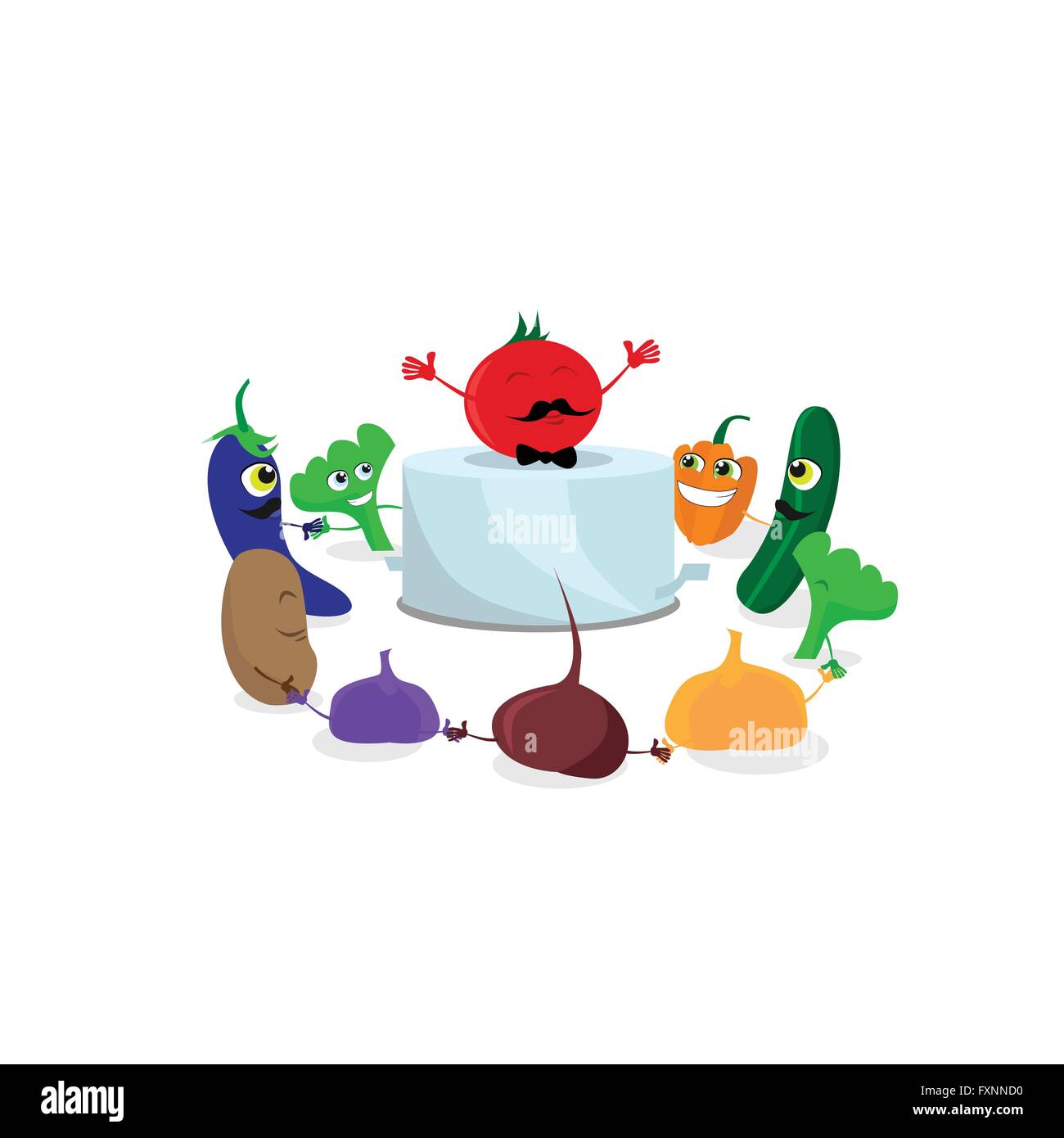 Vegetables Cartoon Characters Party Celebration Stock Vector Image ...