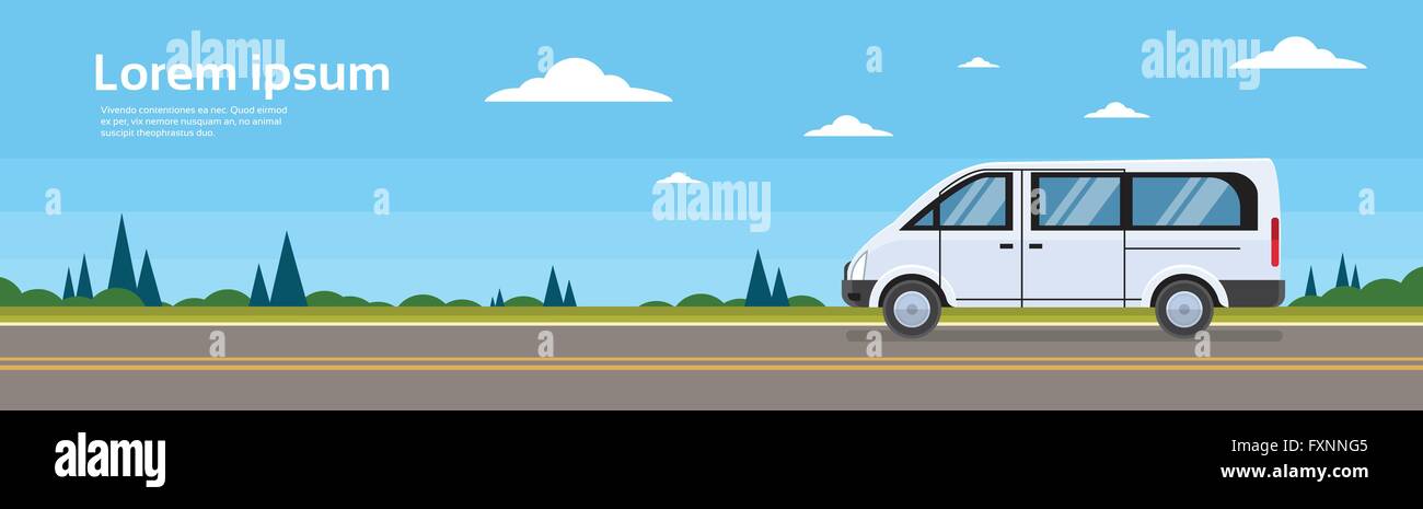 Mini Bus Passenger Car On Road Minibus Banner Stock Vector Image & Art ...