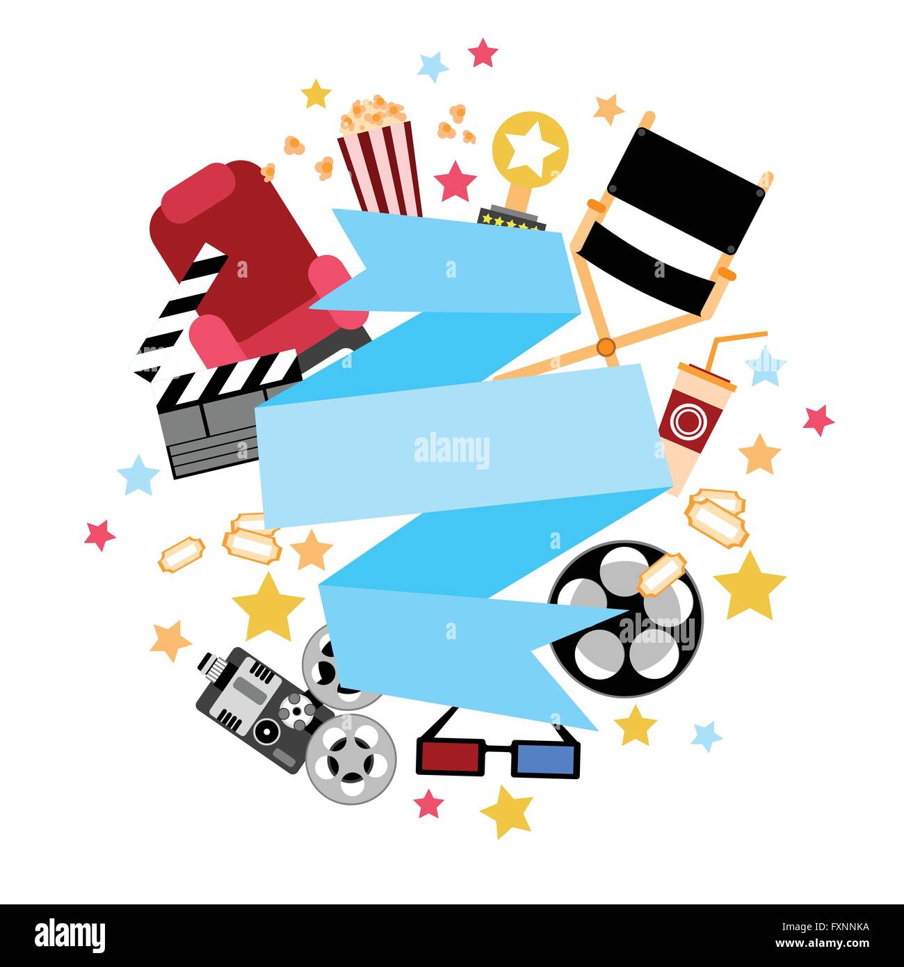 Strip Cinema Film Movie Camera Popcorn Banner Empty Copy Space Stock ...