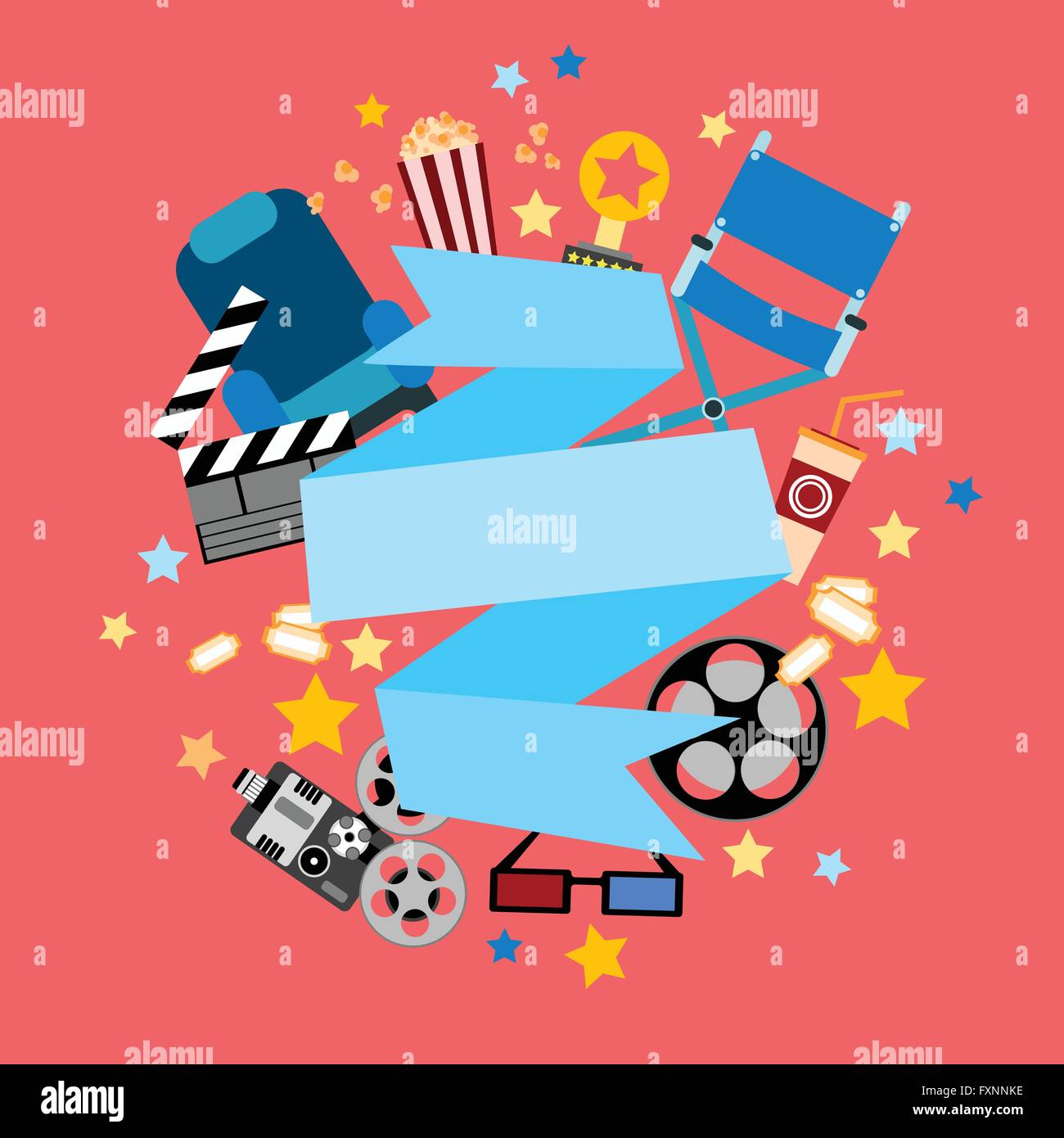 Strip Cinema Film Movie Camera Popcorn Banner Empty Copy Space Stock ...