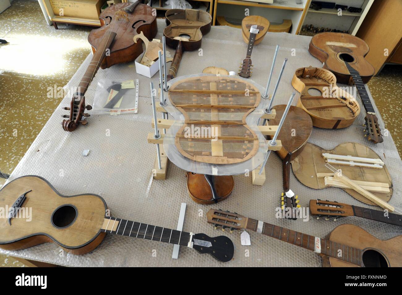 Milan (Italy) Civic School of Violin Making, restoration workshop Stock ...