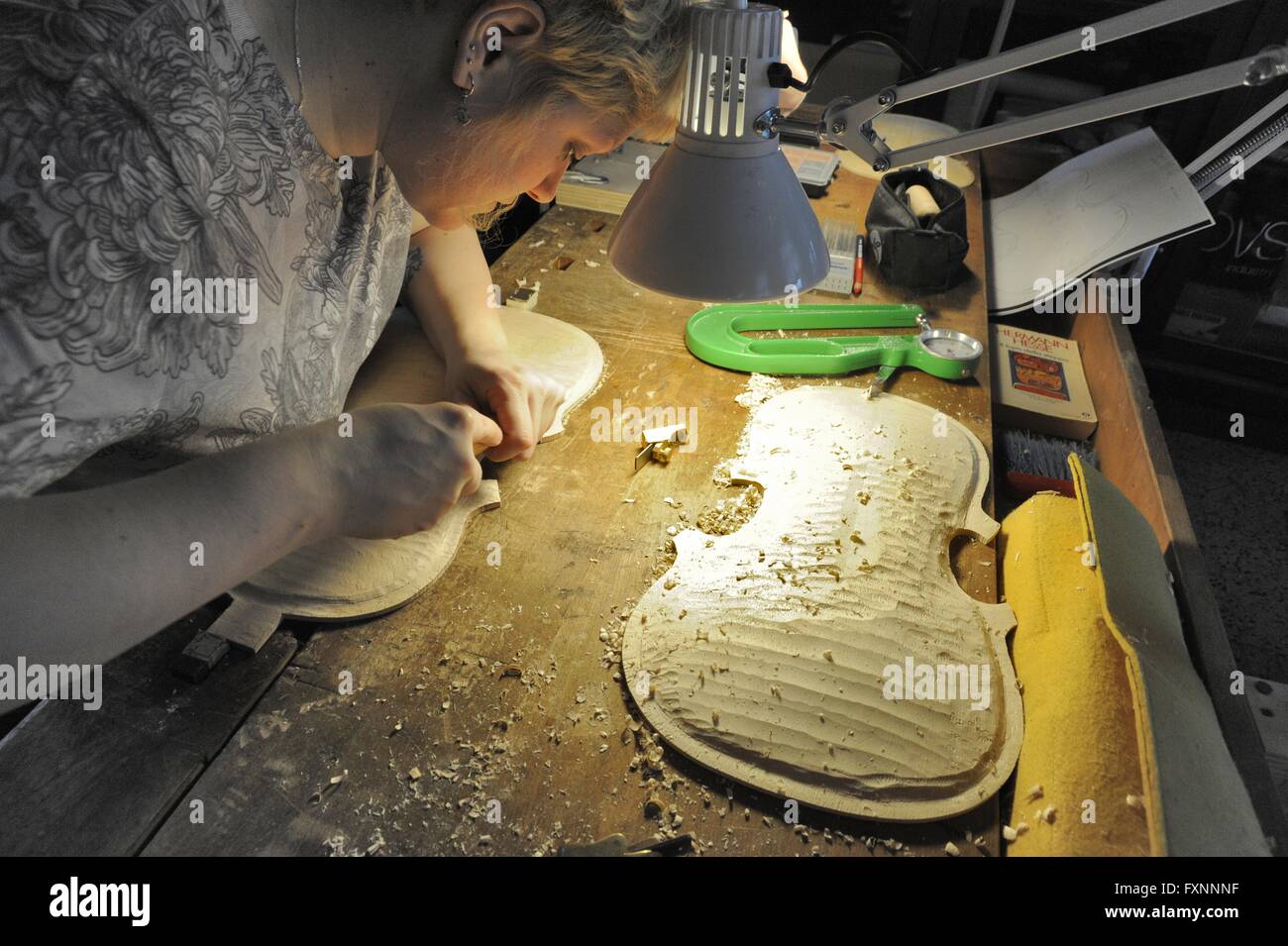 Milan (Italy) Civic School of Violin Making, construction phases of a ...