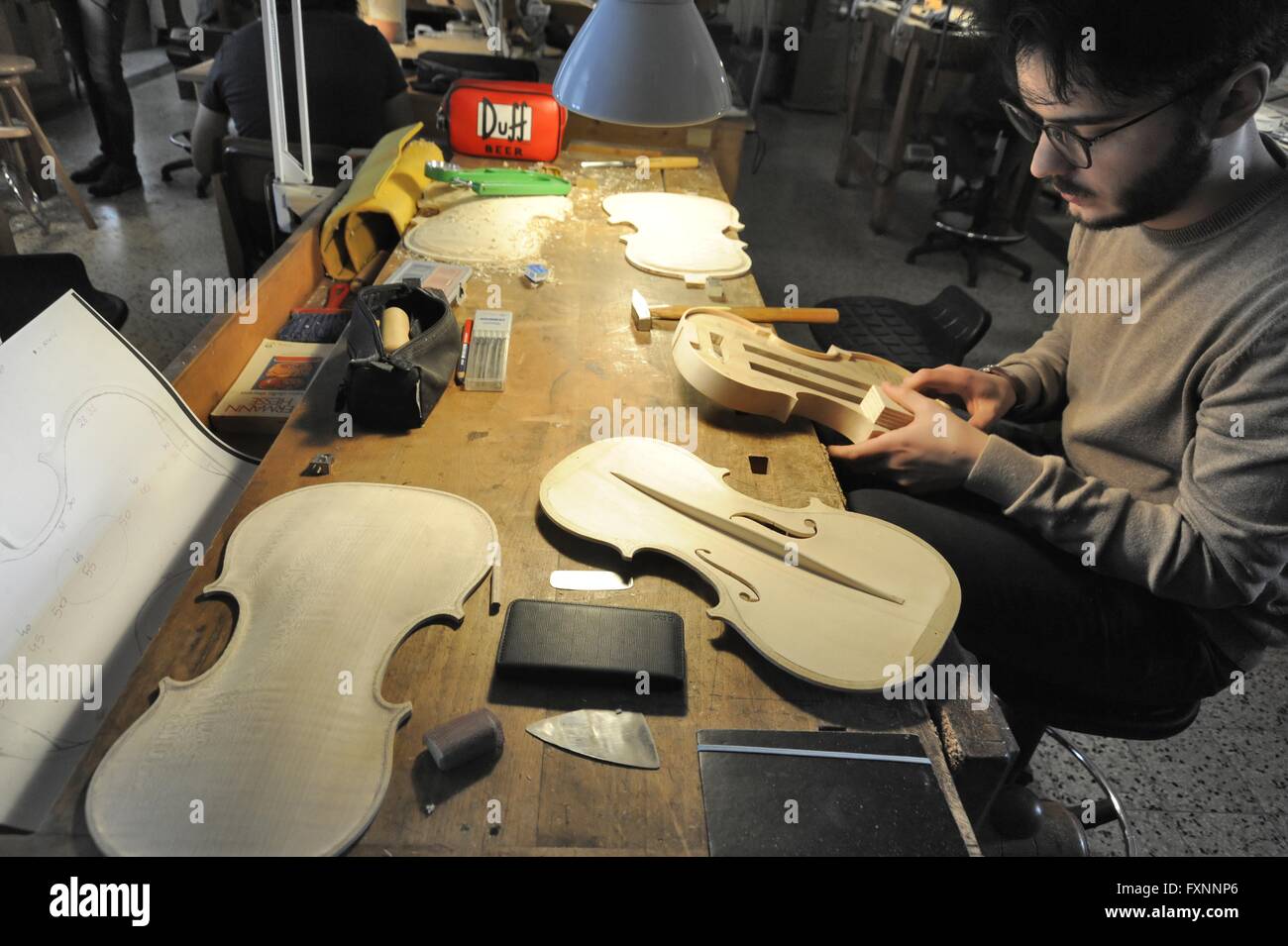 Milan (Italy) Civic School of Violin Making, construction phases of a ...