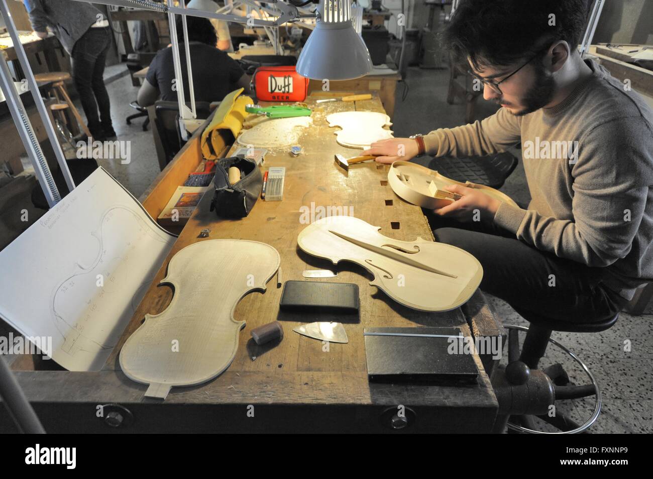 Milan (Italy) Civic School of Violin Making, construction phases of a ...