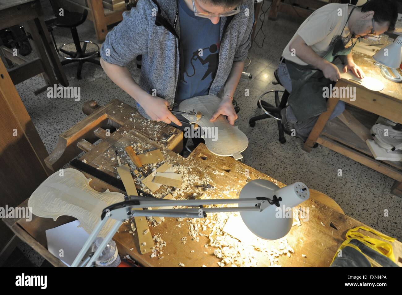 Milan (Italy) Civic School of Violin Making, construction phases of a ...