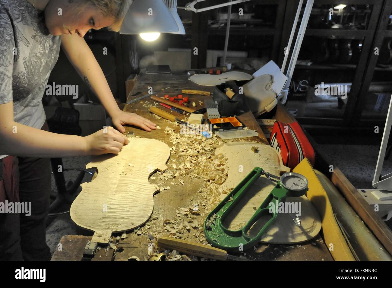 Milan (Italy) Civic School of Violin Making, construction phases of a ...