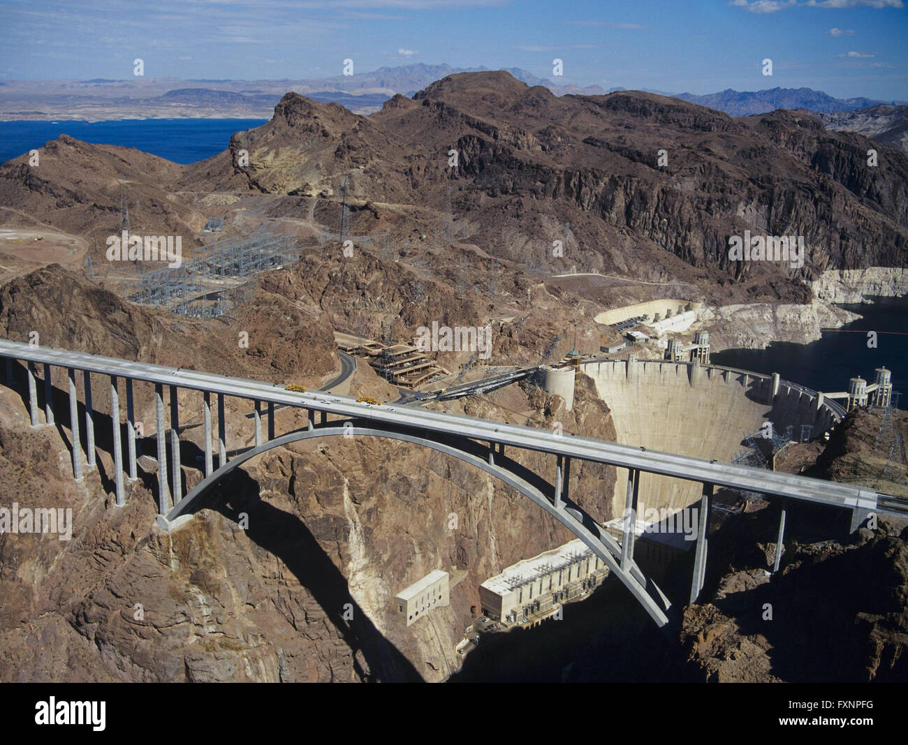 The Hoover Dam and bypass bridge in Boulder City, Nevada Stock Photo ...