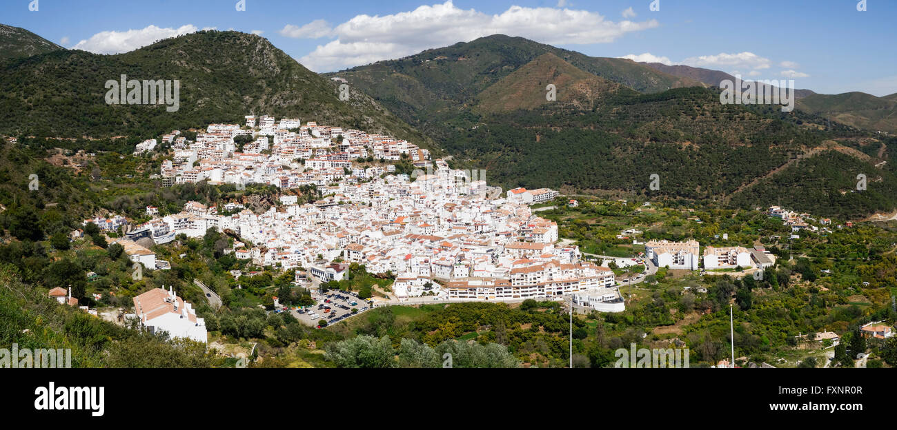 Ojen Spain. White typical andalusian mountain village of Ojen, inland ...
