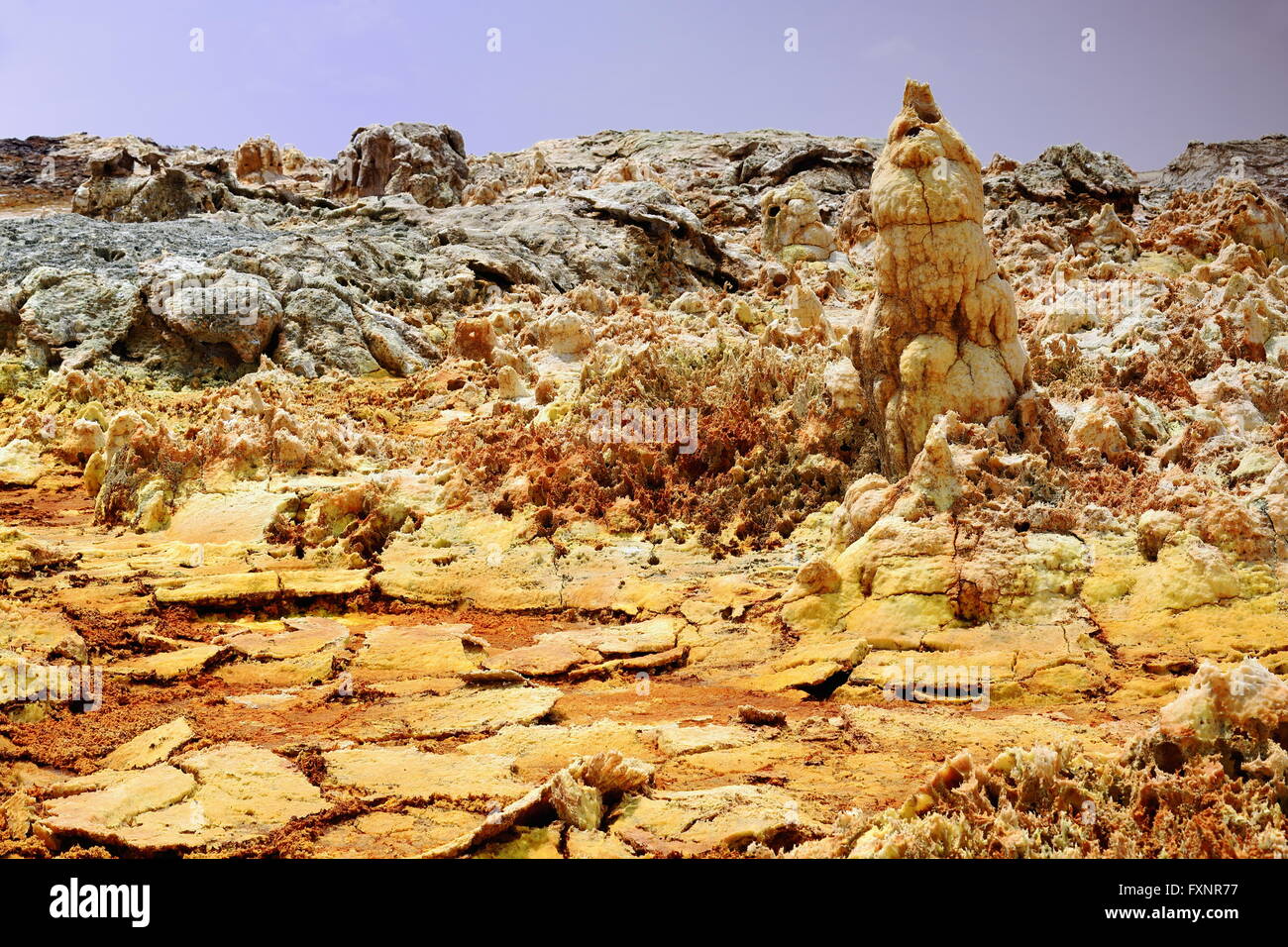 Dallol mt.over Lake Assale. Deposits of sylvite -KCL- carnallite ...