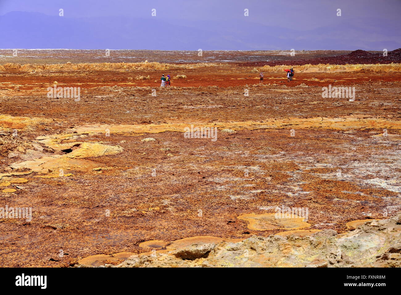 Dallol mt.over Lake Assale. Deposits of sylvite -KCL- carnallite ...