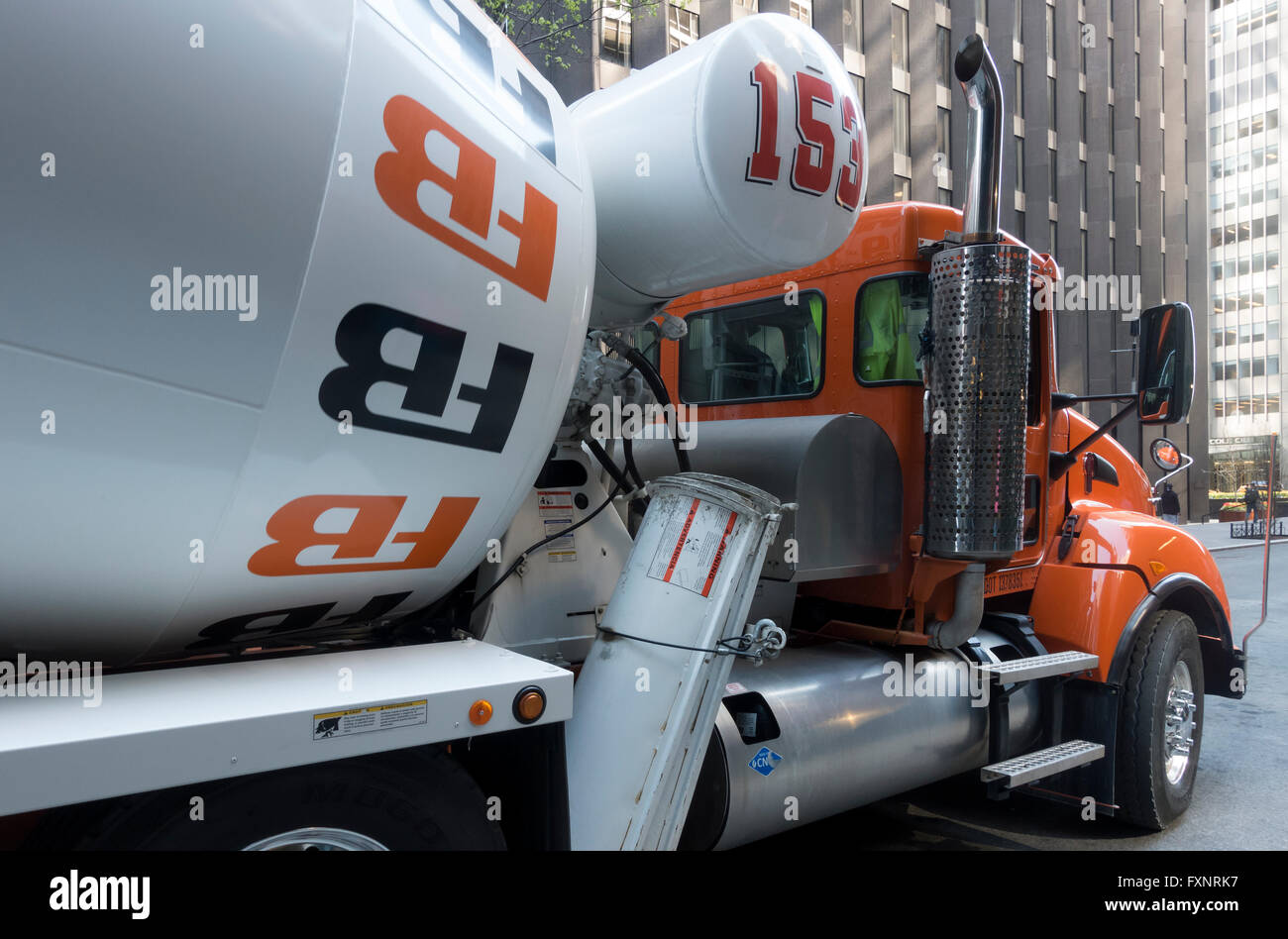 New truck-mounted cement mixer in New York City Stock Photo - Alamy