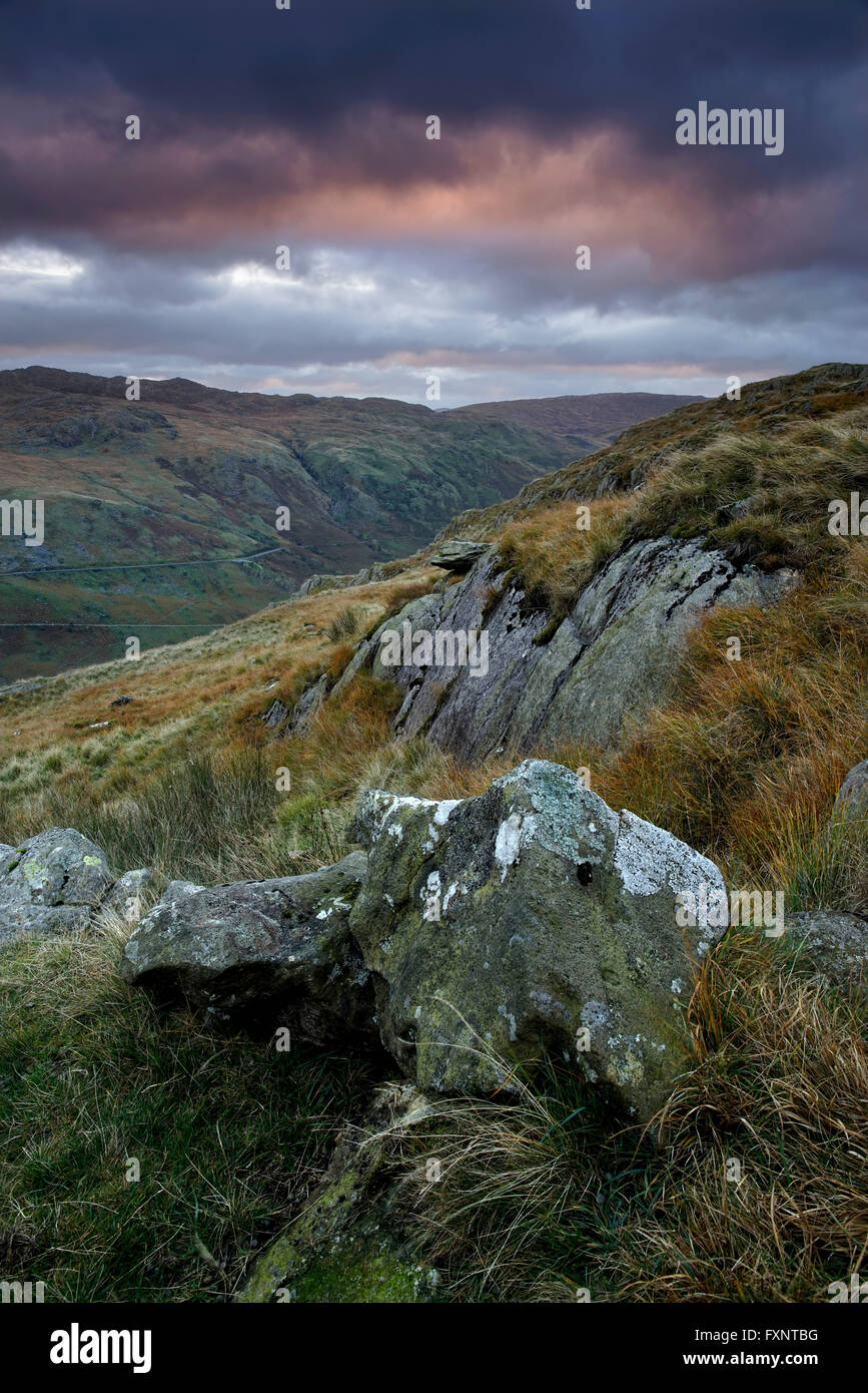 Early light viewed from the lower slopes of Snowdon, Snowdonia, Gwynedd ...